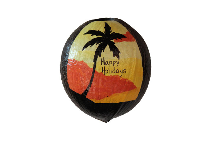 Personalized hand painted coconuts for holiday gifts