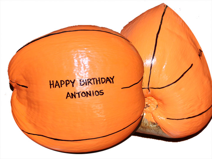 Send personalized painted coconuts for sports fans!