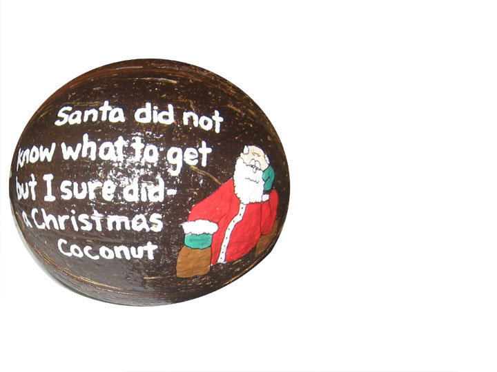 Personalized hand painted coconuts for holiday gifts